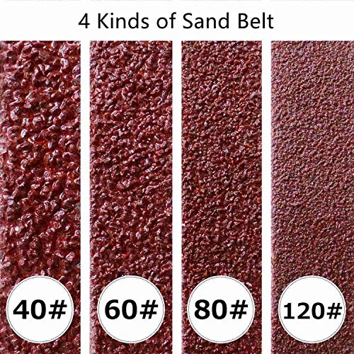 Minimprover Pneumatic Tool Air Belt Sander,1/4" Air Inlet,Air Belt Sander (3/8" x 13") with 12pc Belts (#40,#60,80#,120#),3/8" Air Belt Grinder For Aluminium, Iron, Steel And Etc. Metal Polishing