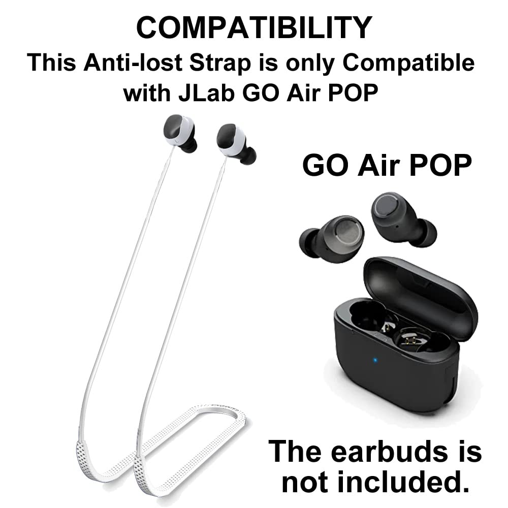 smaate Anti-Lost Strap Compatible with JLab GO Air POP Wireless Earbuds, Soft Silicone Cord for Anti-Falling During Sports