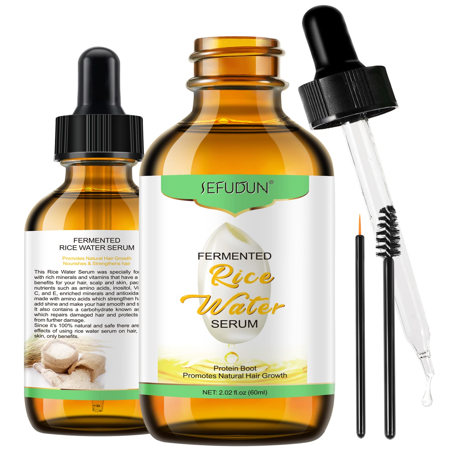 Rice Water for Hair Growth, Thickness, Strength, Shine -100% Pure Natural Leave-in Conditioner for Scalp, Dry Split End Moisturizer–Natural Hair Moisturizer&Conditioner with Vitamin&Mineral,2.02 fl.oz