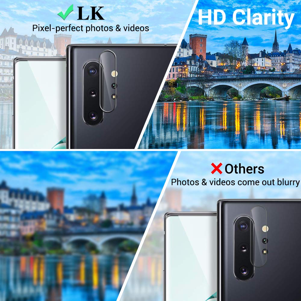 LK 5 Pack 2 Pack Screen Protector + 3 Pack Camera Lens Protector for Samsung Galaxy Note 10 Plus 6.8-inch, Positioning Tool, HD Ultra-Thin, Flexible TPU Film Clear