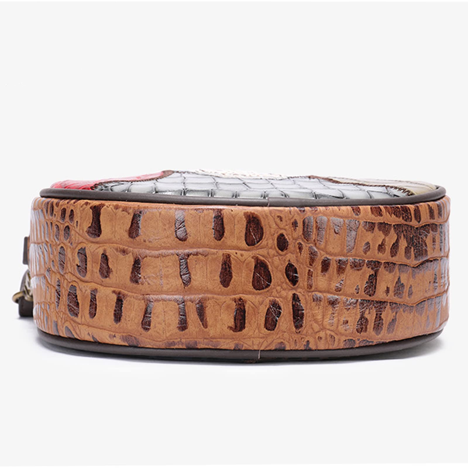 Nirkrizo Women Shoulder Bag Circle Small Handbag Crocodile Pattern Leather Crossbody Bag Purse (Round Bag 01)