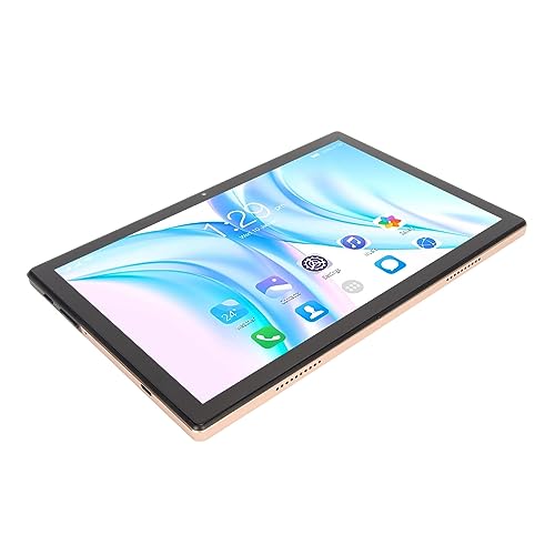 Jopwkuin FHD Tablet, 2 in 1 8 Core CPU 100-240V 8GB RAM 256GB ROM Gold 10.1 Inch Tablet Supports Fast Charging for Reading (US Plug)