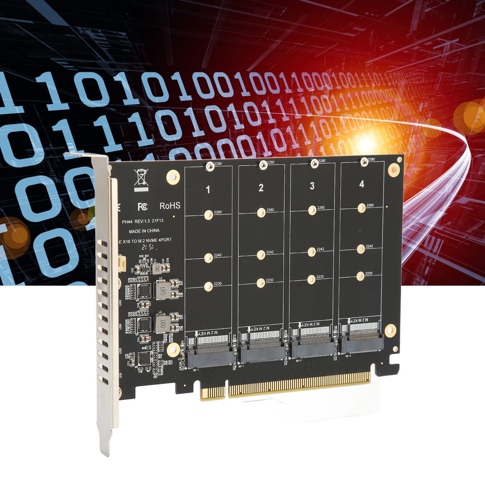 RTLR NVMERaid Card, M.2 SSD Adapter High Power DC Power Chip for 4 PCIe to PCIE3.0 4.0 NVME Protocol SSDs
