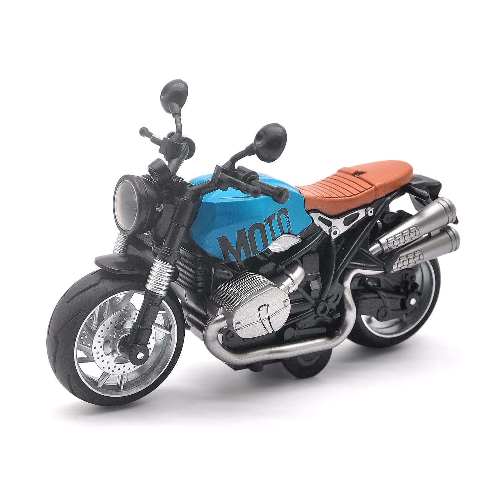 Motorcycle Toys for Kids - Pull Back Toy Motorcycle Model 1/12 Scale with Lights and Sounds, Die-Cast Motorcycles Toy for Boys Kids Age 3-12 Year Old (Blue)