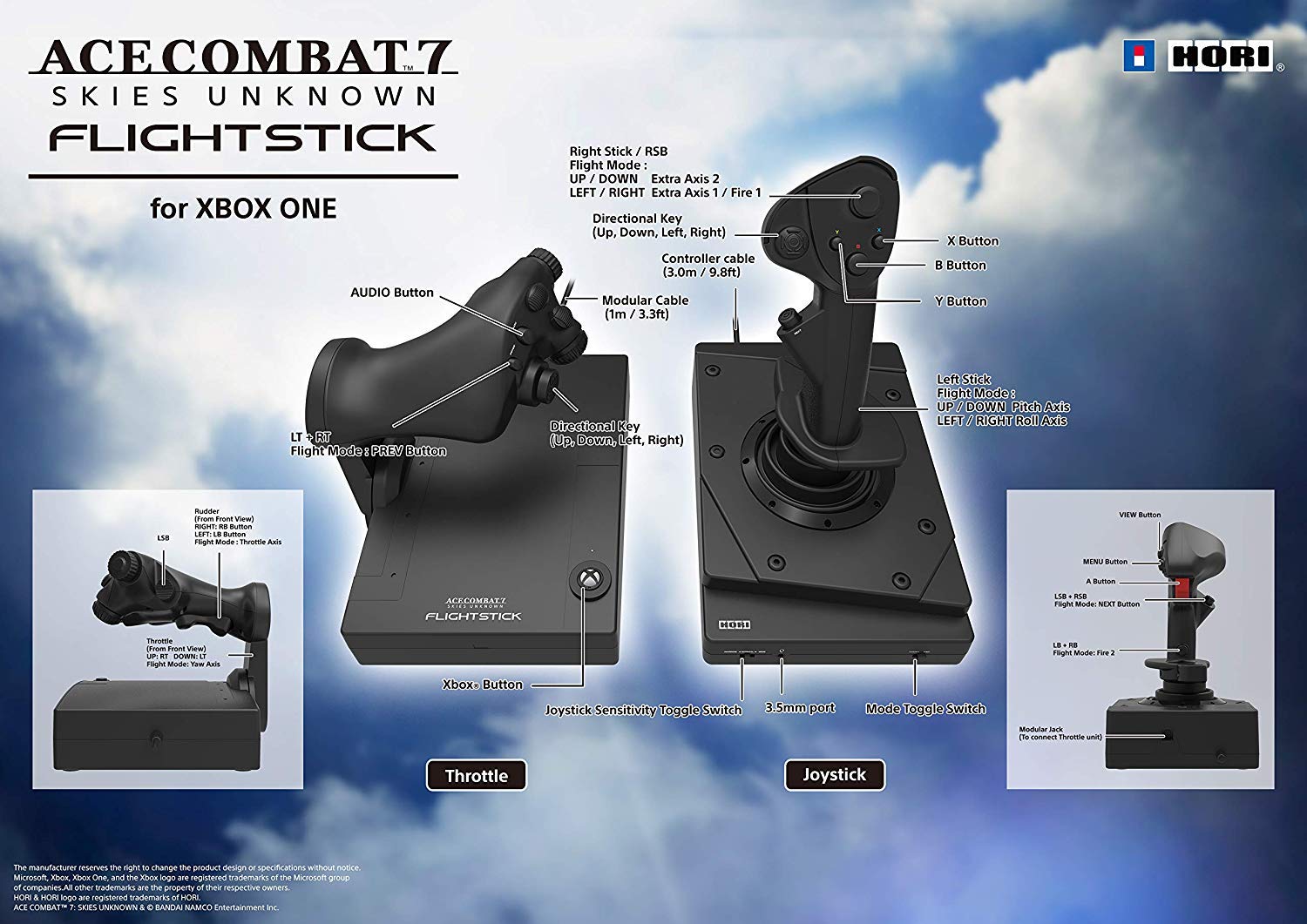 HORI Ace Combat 7 Hotas Flight Stick for Xbox One - Officially Licensed by Microsoft & Bandai Namco Entertainment - Xbox One