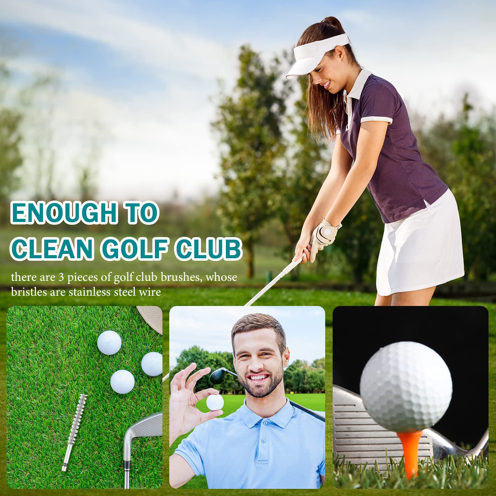 LEIFIDE 3 Pieces Golf Cleaning Brush Club Wire Scrub Tool Golf Shaft Ferrules Brush Electric Drill Golf Wire Brush Tool with Storage Box for Iron and Wood