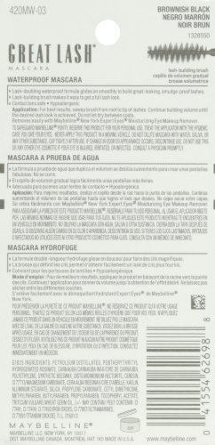 Maybelline New York Makeup Great Lash Waterproof Mascara, Brownish Black Waterproof Mascara, 0.43 fl oz