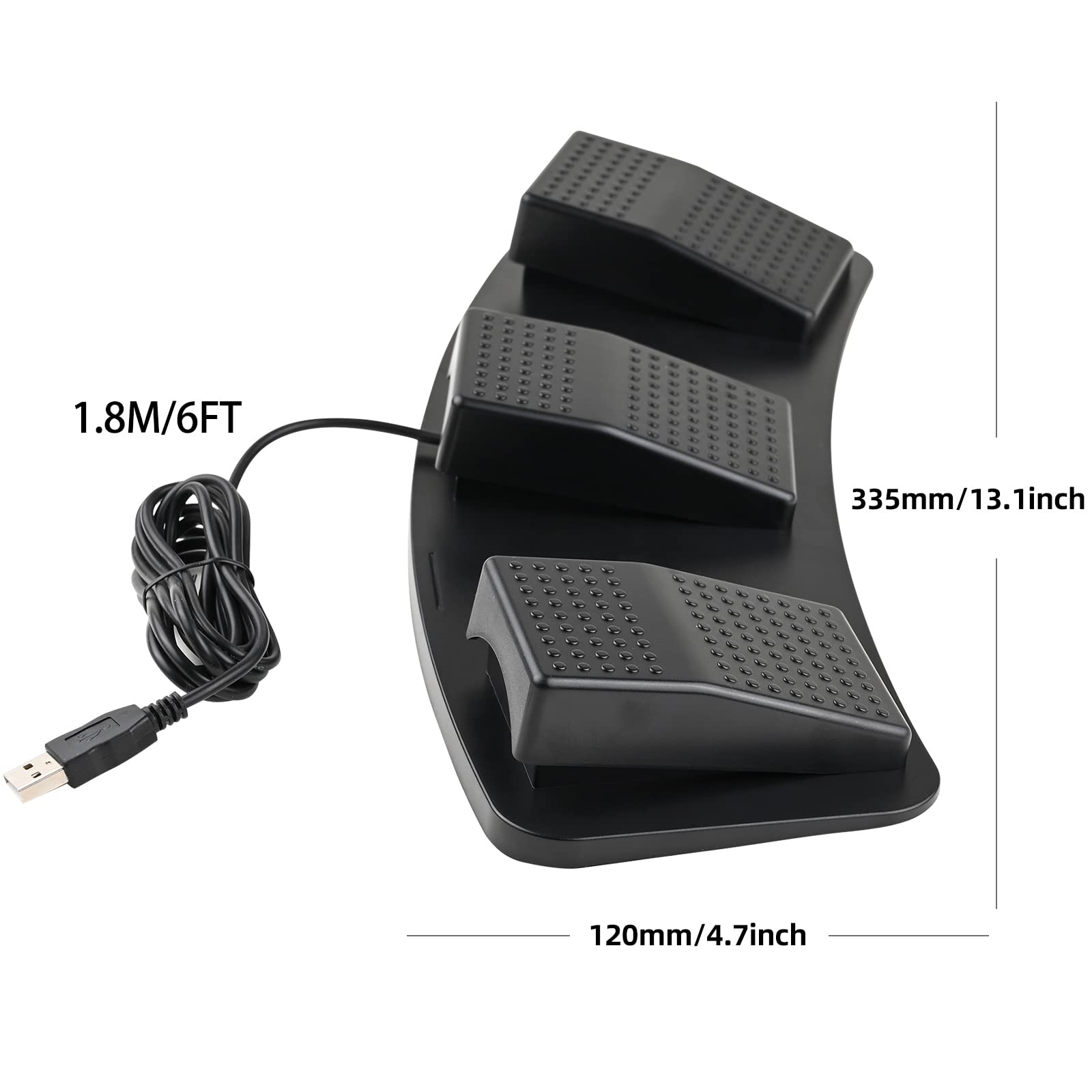 Powboro USB Foot Pedal PC Triple 3 Keys Foot Control Switch Keyboard HID Programmable Shortcut Hotkey Mouse Action for Video Game Discord