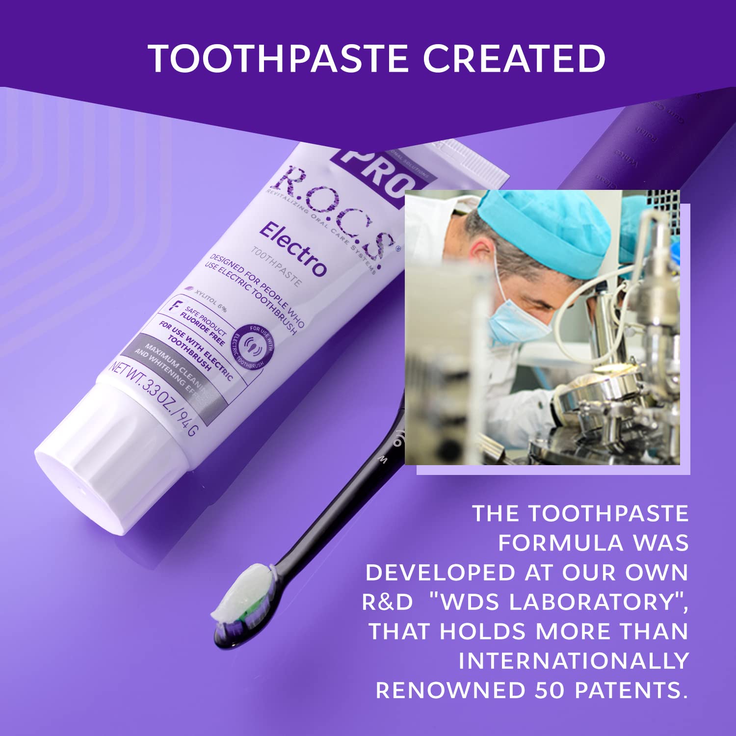 R.O.C.S. PRO Toothpaste - Non-Fluoride Oral Care for White Teeth, Healthy Gums (Electro, Pack of 1)