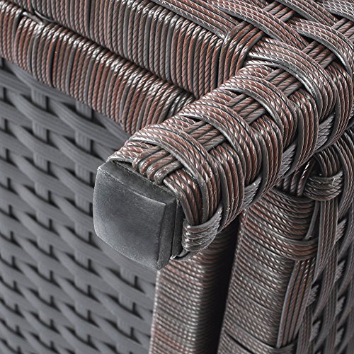 Outdoor Patio Wicker Storage Container Deck Box made of Antirust Aluminum Frames and Resin Rattan, 86-Gallon (Brown) (Large, Brown)