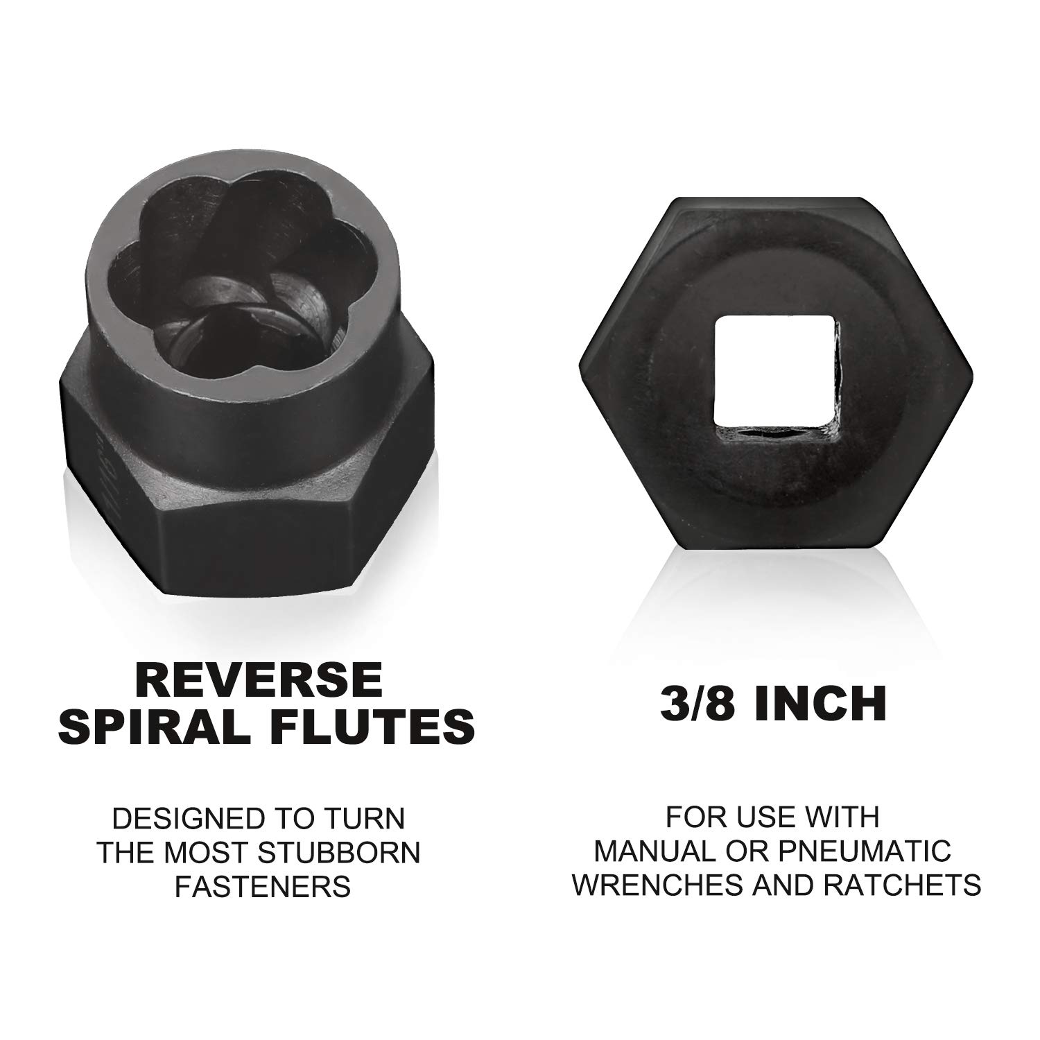 Hromee Impact Bolt Nut Remover Set, 13 Pieces Stripped Bolt and Damaged Lug Nut Extractor Tool