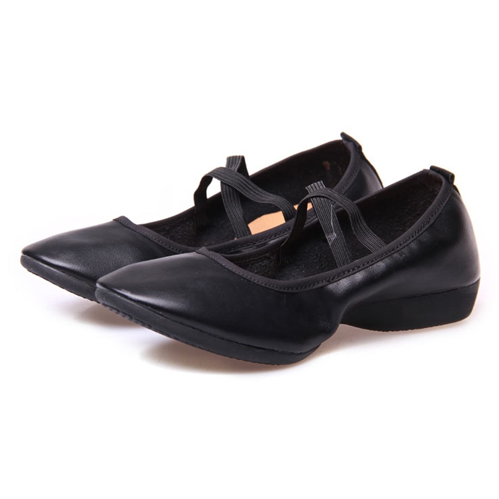 Leisure Women's Summer Soft Sole Solid Color Non Slip Wedges Round Toe Breathable Dancing Shoes Mens Shoes Slip on Black