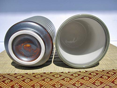 Mino Ware Japanese Traditional Yunomi Tea cups, 10.1 fl. oz, Set of 2 Authentic, Reed Motif Design Mashiko for Hot Green Tea, Matcha tea, Bancha from Japan