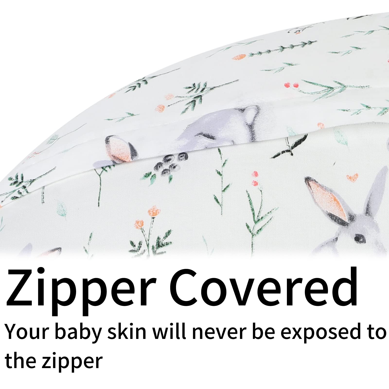 Onacosht Nursing Pillow Cover Cotton 2 Pack Soft Feeding Pillow Slipcover Fits Standard Infant Nursing Pillow or Positioner for Boy and Girl, Fox, Bear, Deer Rabbit Printing