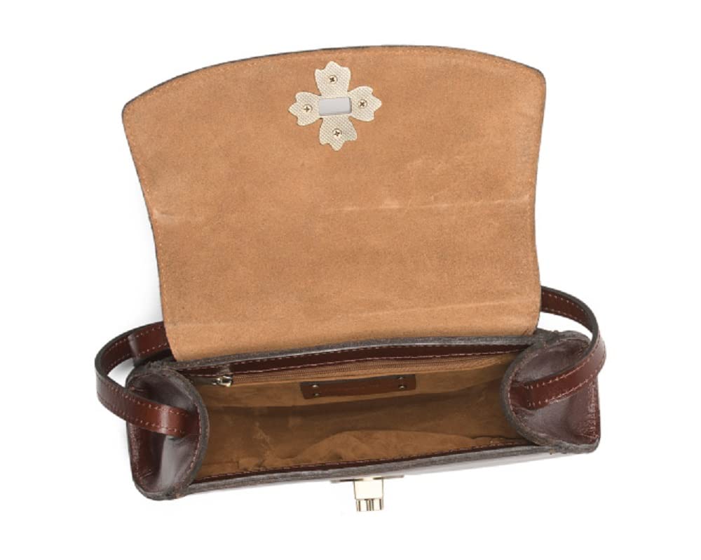 Patricia Nash Leather Handley Crossbody Floret Twist Closure