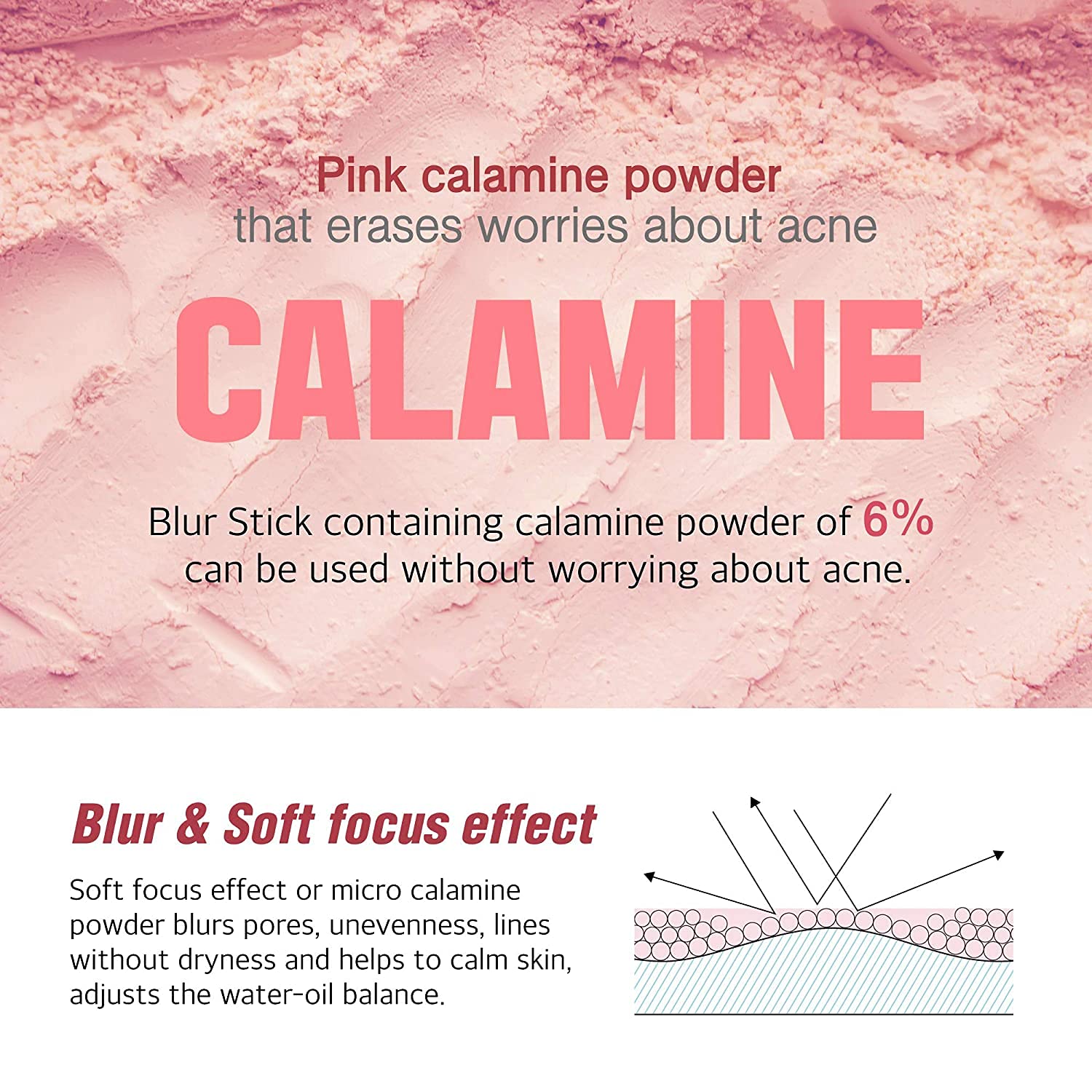 Korean Makeup Blur Stick Face Primer - Pore Minimizer and Reducer for Your Face - More Energetic Eyeshadow, Eyelid and Eye Details - With Hydrating Calamine Base for Oily Skin and Sensitive Acne Skin
