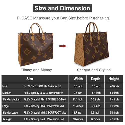OMYSTYLE Black Large Purse Organizer Insert for Handbags, Felt Bag Organizer for Tote & Purse, Tote Bag Organizer Insert with 5 Sizes, Compatible with Neverful Speedy and More(11.4"×5.9"×6.9"