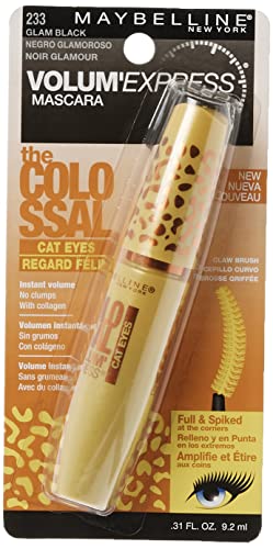 Maybelline New York Volume Express Colossal Cat Eyes Washable Mascara, Glam Black, 0.31 Fluid Ounce
