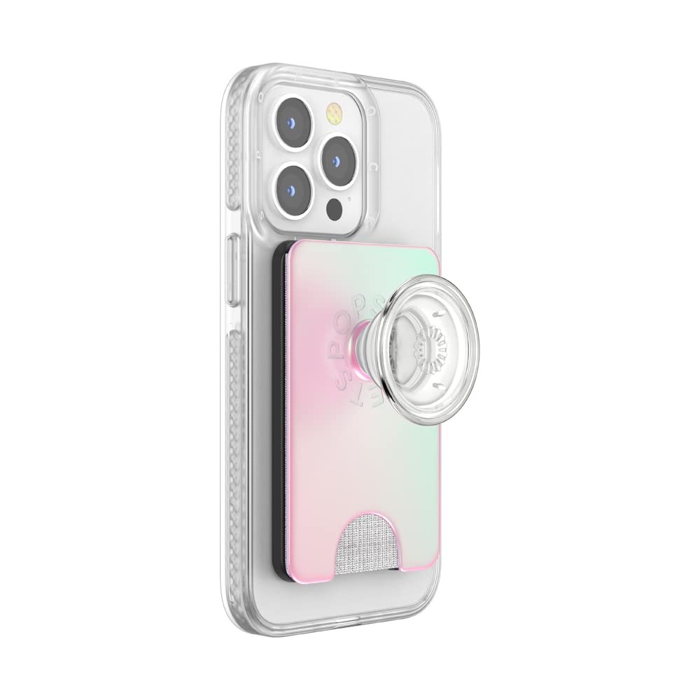 PopSockets Phone Wallet with Expanding Grip, Phone Card Holder, Wireless Charging Compatible, Wallet Compatible with MagSafeĀ® - Mermaid Pink