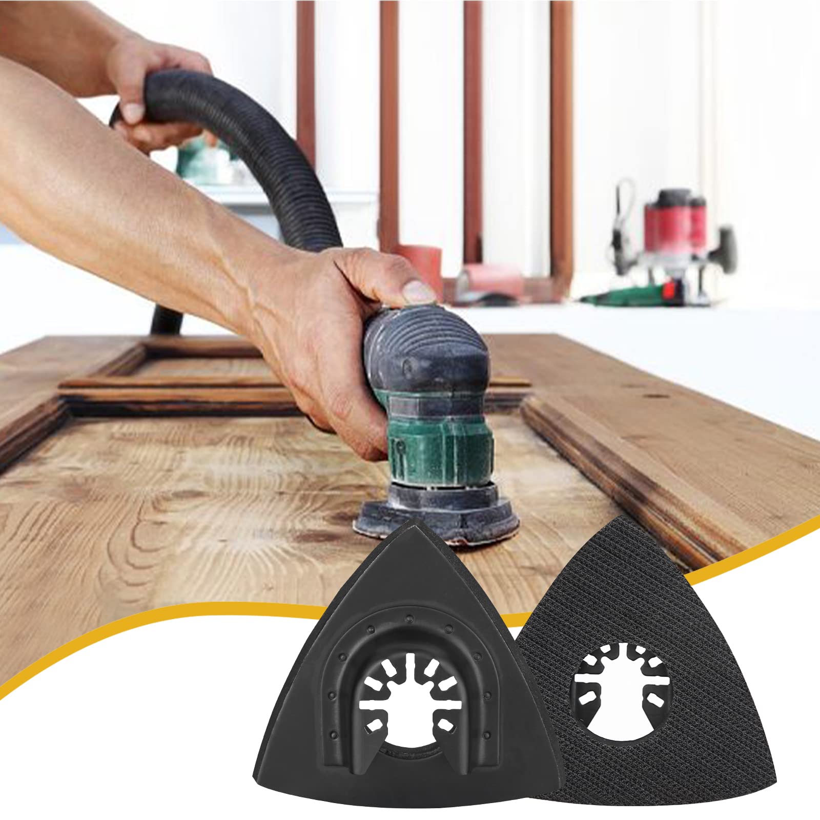 Oscillating Tool Sanding Pads, 4-Pack 3-1/8 Inch Triangle and Finger Hook & Loop Sanding Pads with 35PCS Sandpaper Set Fit Bosch Dremel Makita Milwaukee Rockwell Ryobi Oscillating Multitools