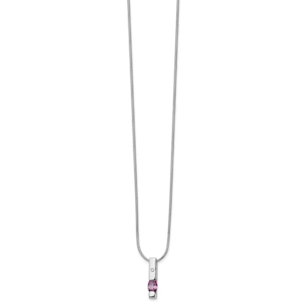 IceCarats 925 Sterling Silver 18 inch Diamond Pink Tourmaline Chain Necklace Gemstone Pendant Charm