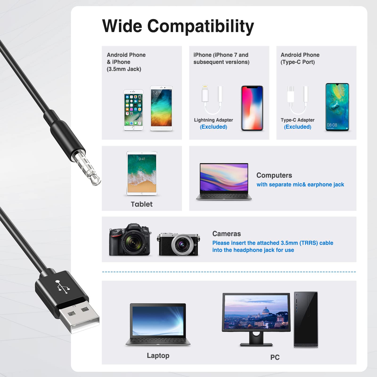 LEKATO Professional Lavalier Microphone, Intelligent Noise Cancelling with Headphone Jack Clip-on Lapel Omnidirectional Condenser Mic for iPhone Android YouTube, Interview,Video Recording