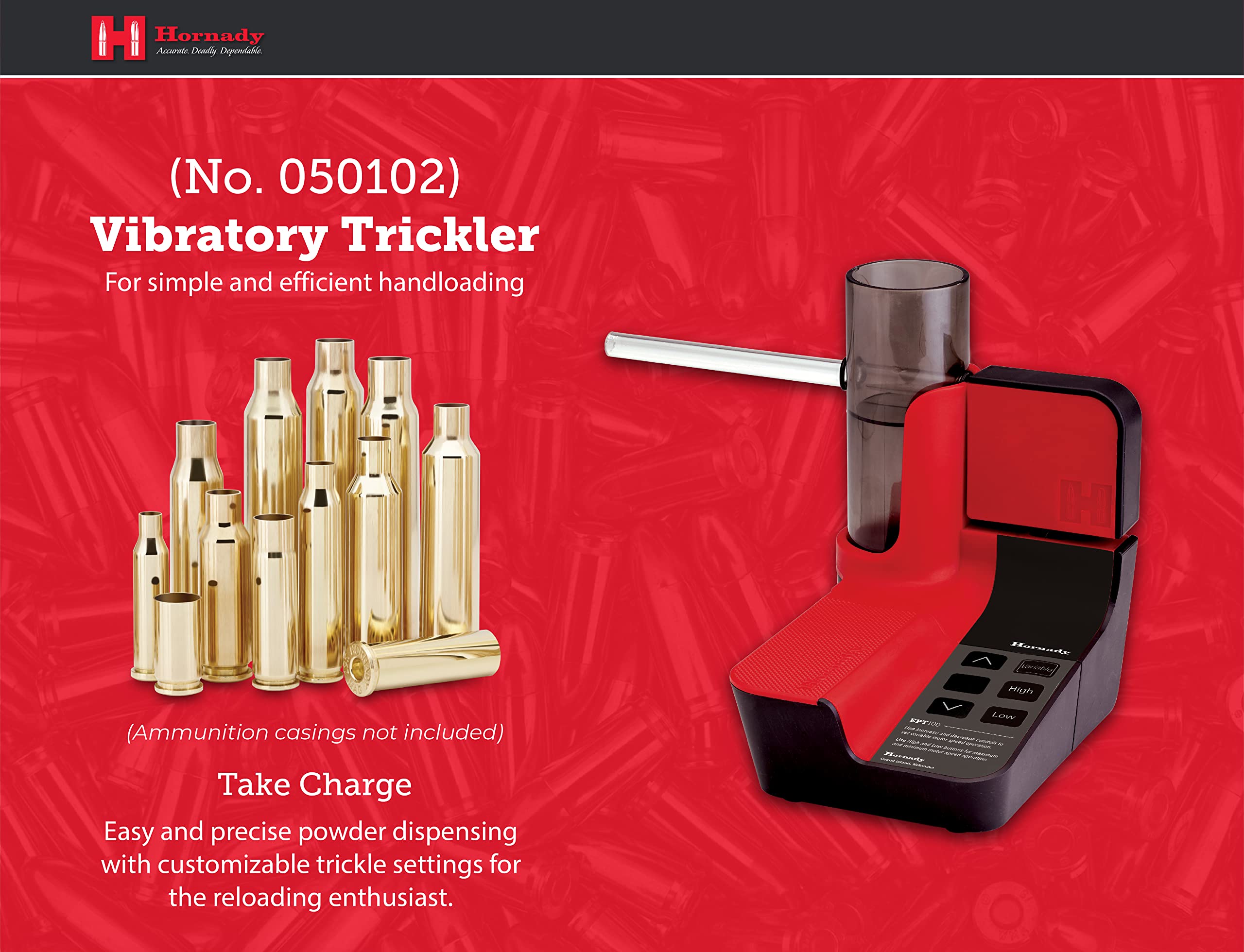 Hornady Vibratory Trickler, 050102 - Save Time and Achieve The Perfect Powder Charge with This Easy to Use Electric Powder Trickler with High, Low, and Variable Settings for All Forms of Powder