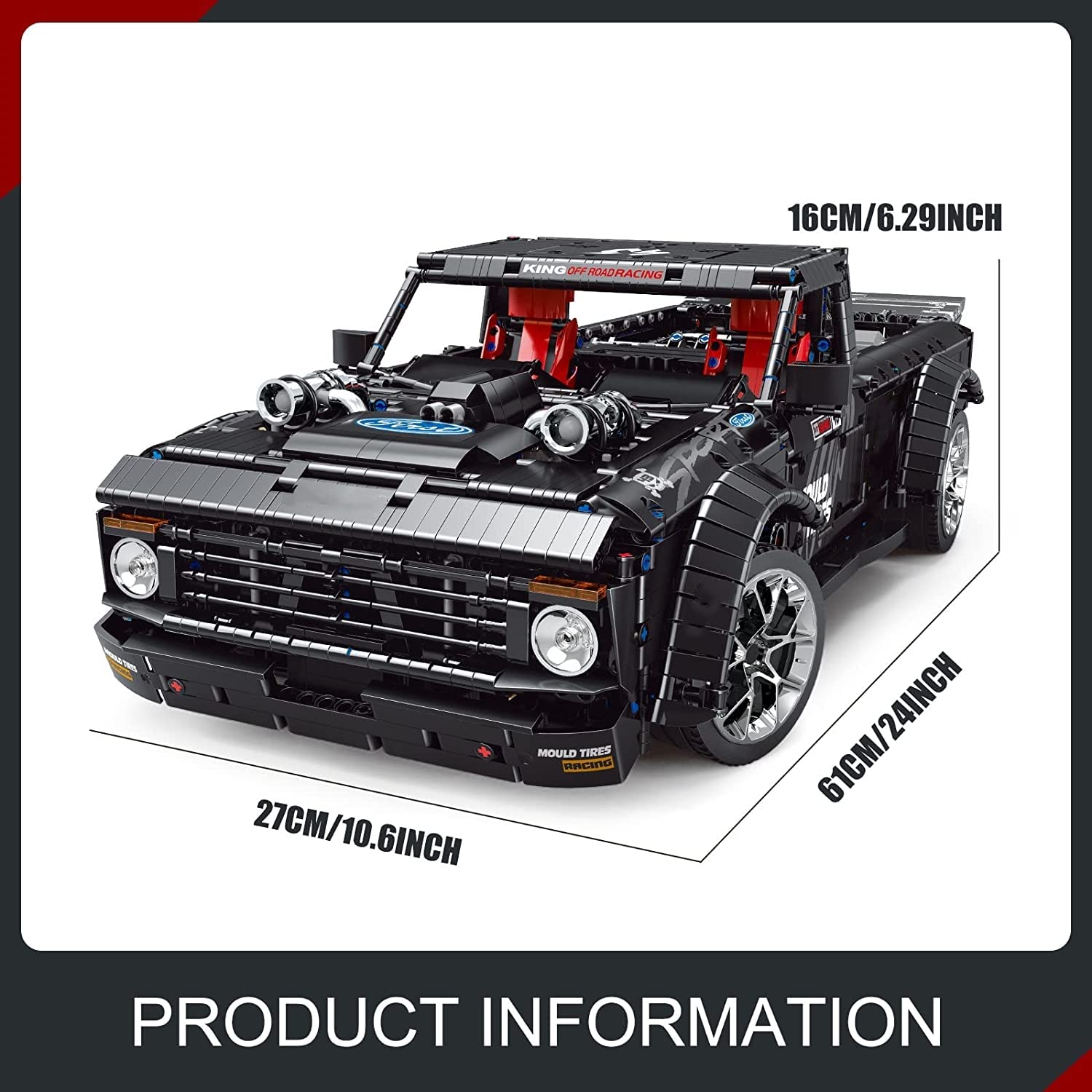Mould King 13082 Pickup Truck Building Kits Model, 3695 Pieces MOC Building Blocks Remote Control Car Sets, STEM Educational Construction Toys for Kids