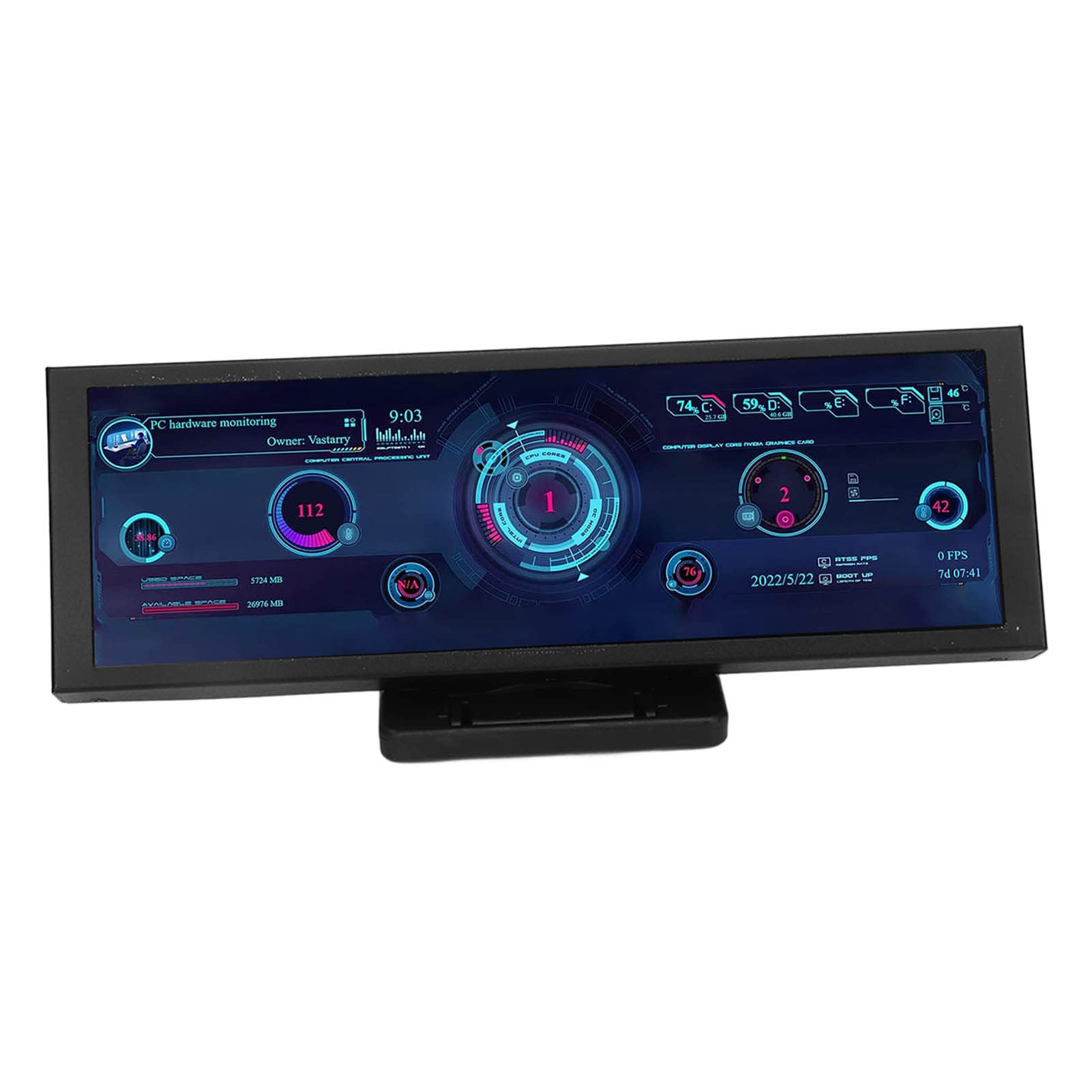 Rosvola PC CPU Data Monitor, Steplessly Dimmable 7.9 Inch IPS Customizable Computer CPU Monitor for Gaming