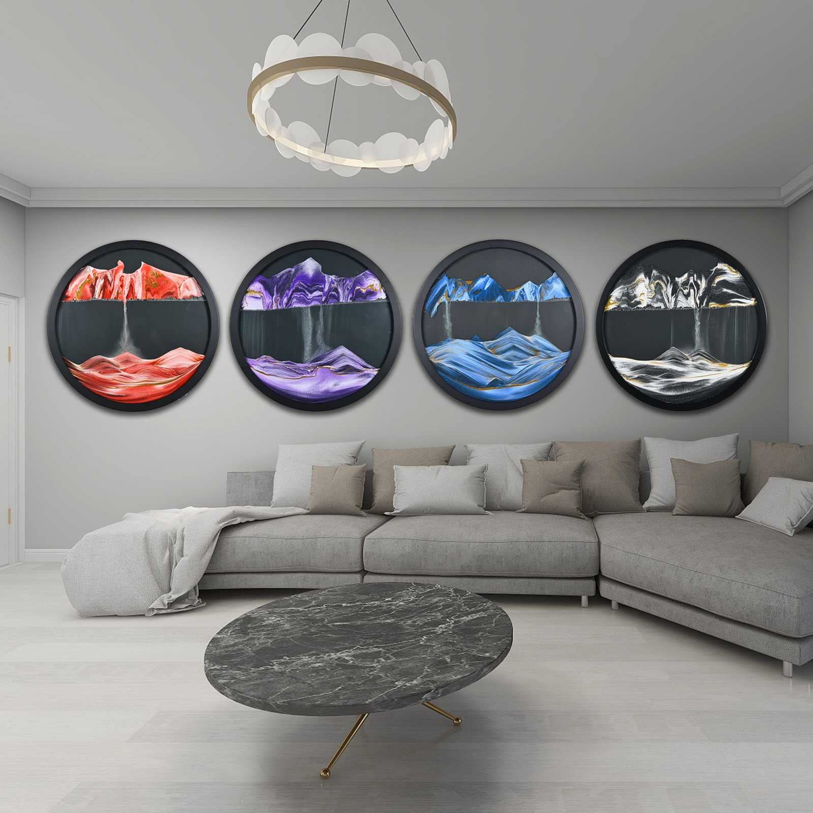 Moving Sand Art Picture, 3D Moving Sandscapes, Wall Art Decoration, Glass Crafts, Dynamic Sand Art Decor for Home and Office