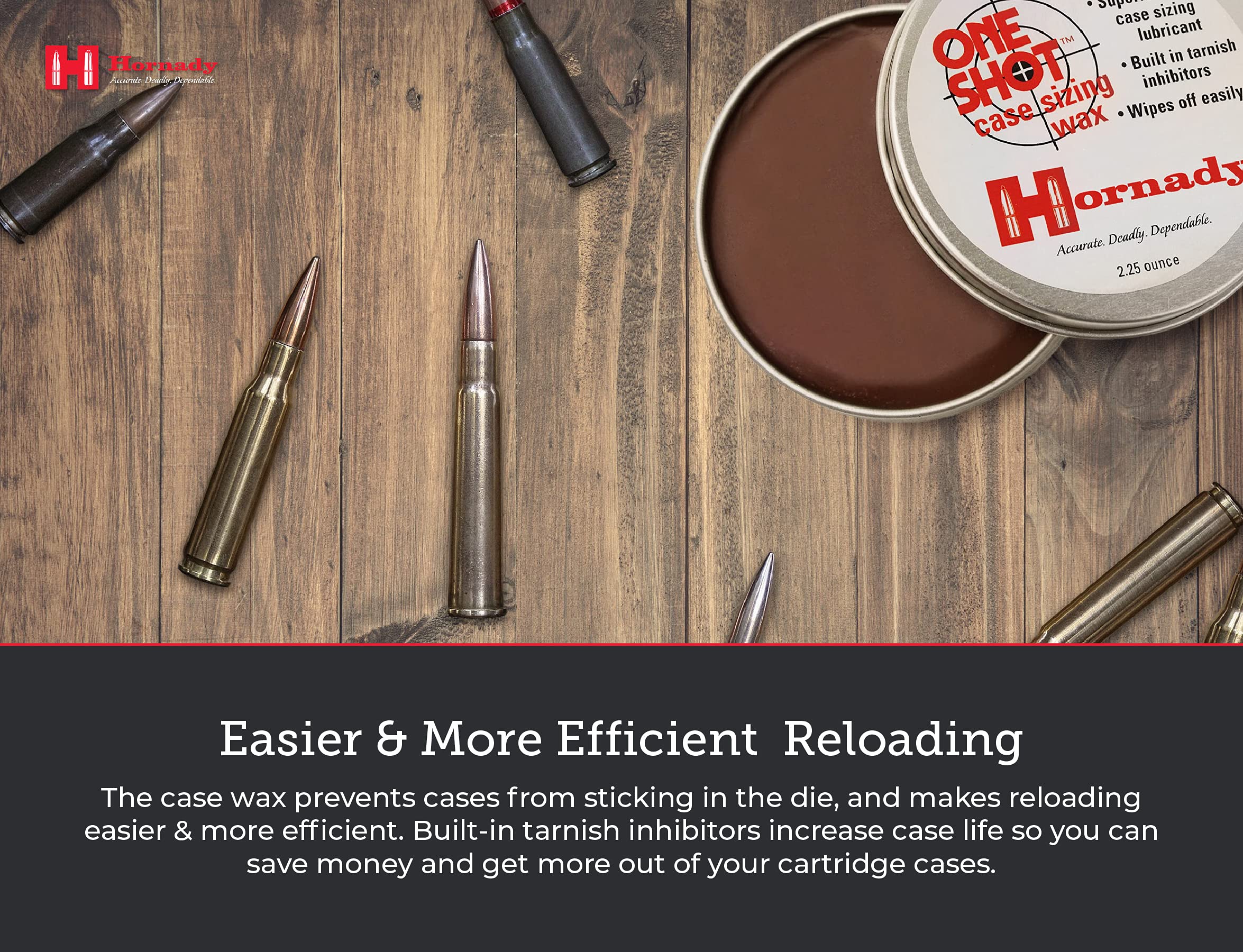 Hornady One Shot Case Sizing Wax, 2.25 Oz β Wipes Off Easily, No Sticky Residue β Straightforward Reloading, Makes Sizing Cases Smooth and No Trouble β an Alternative to Spray Lube or Lube Pads