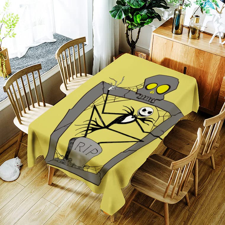 NUER Halloween Pumpkin Lantern Tablecloth Skull Pattern for Children Oxford Cloth Comfortable Waterproof Table Cloth Manteles A11 140x210cm