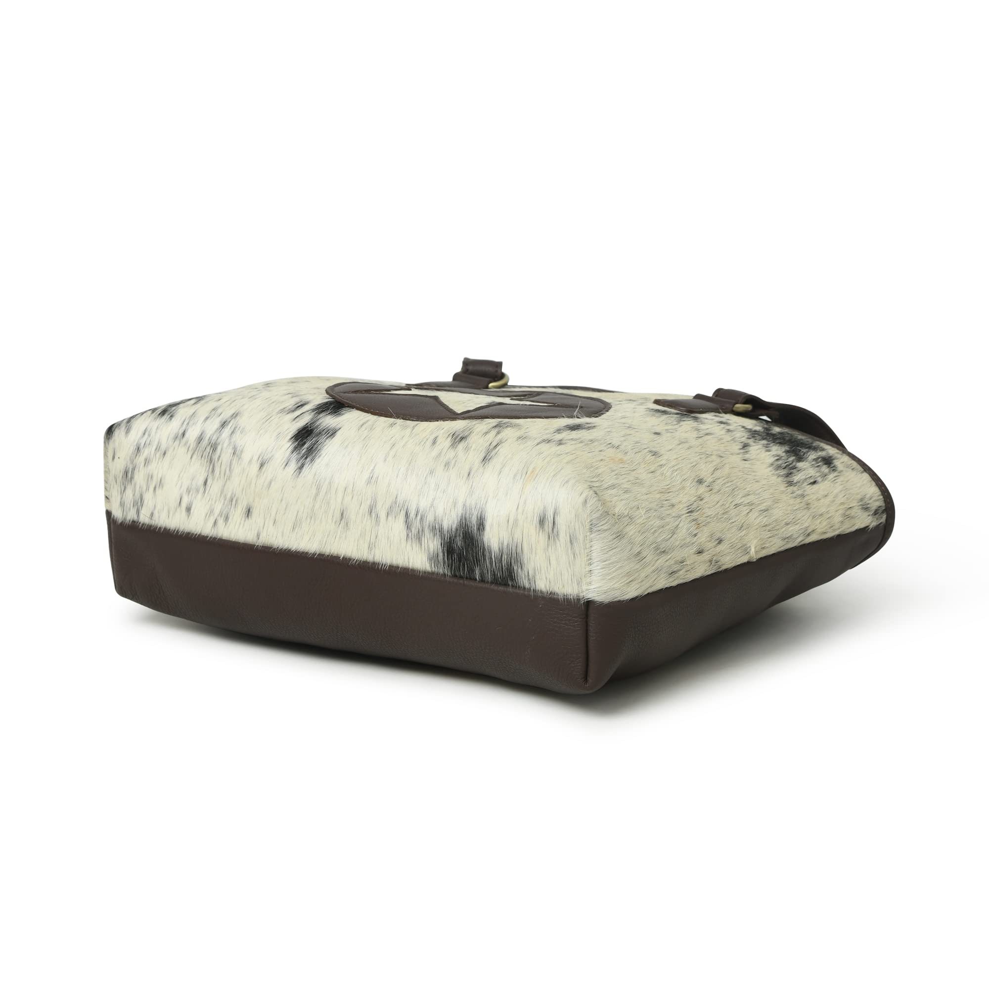 MOUSM Real Cow Hide Color Tones & Patterns of cowhides can vary Hair on Leather Printed Shoulder Bag, Top Handle Handbag for Women