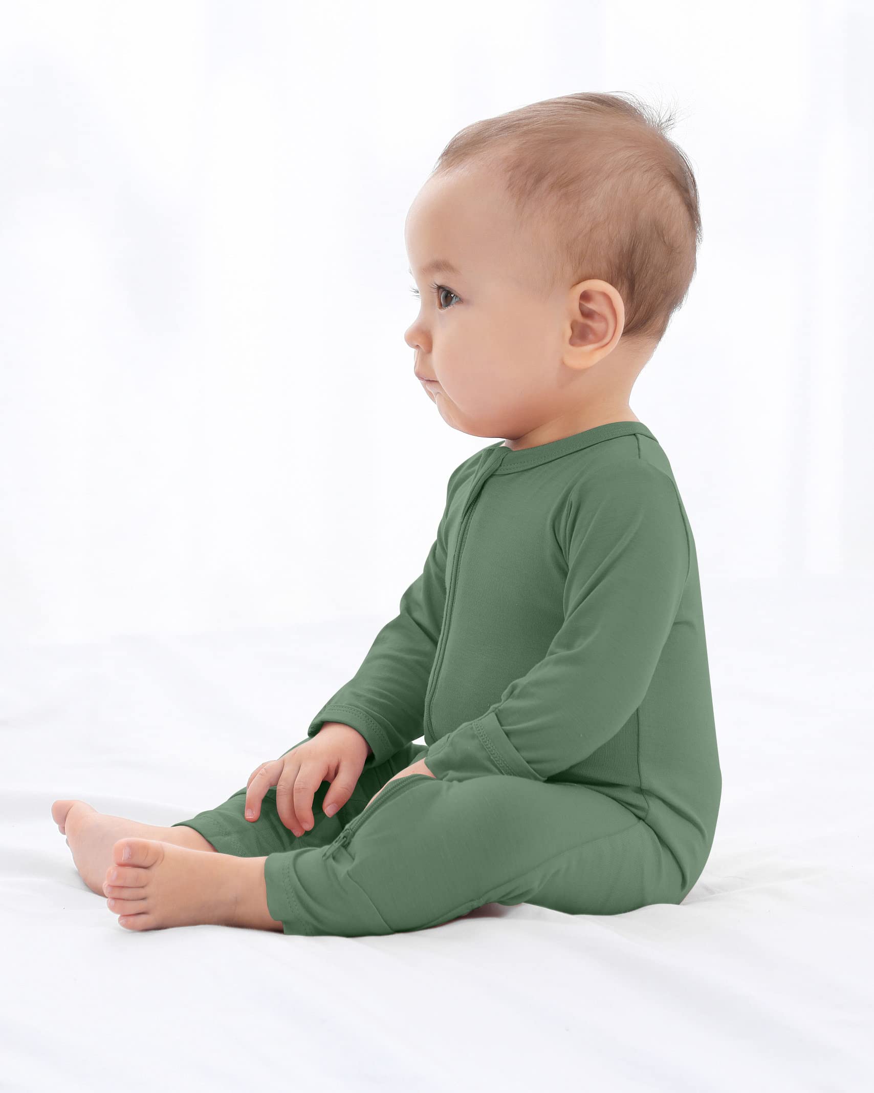 Rayon Baby Sleeper with Mitten Cuffs, Footless Pajamas Baby Boy 6-12 Months Green