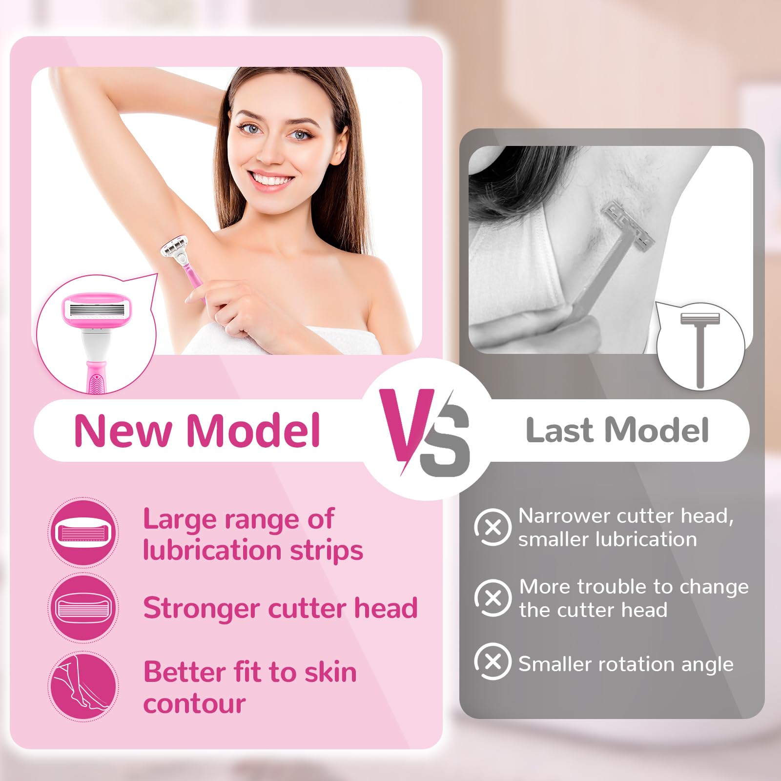 Razors for Women, Portable Womens Razors for Shaving with Travel Case, Extra Smooth Mini Razors with Lubricating Strip