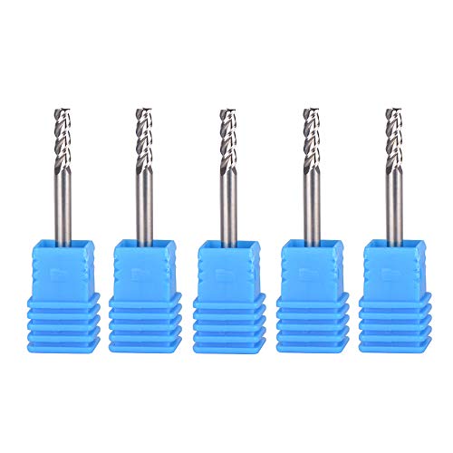 SpeTool 1/8 End Mills for Aluminum 3 Flutes CNC Spiral Router Bits for Aluminum Cut Non-Ferrous Metal Upcut 1.5 inches Long 5 Pieces