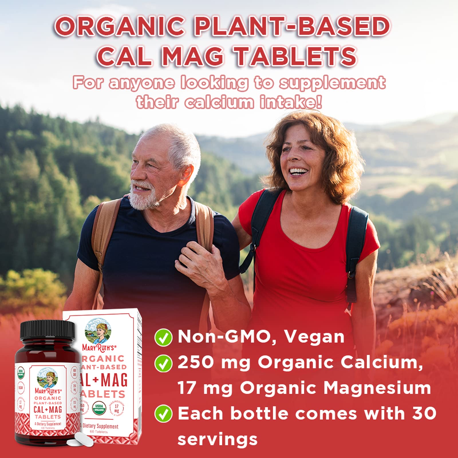 Mary Ruth's Organic Calcium Magnesium Tablets, 60 CT