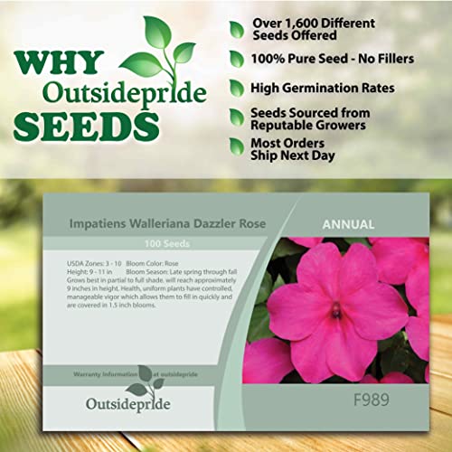 Outsidepride Impatiens Plant Rose Shade Garden Flower Plants for Pots, Hanging Baskets, Containers, Window Boxes - 100 Seeds