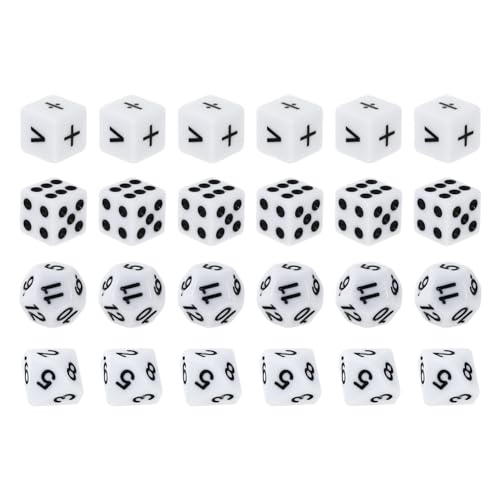 NUOBESTY Teaching Dice Set, Math Dice Games for Kids 8-12, Include Math Operation Dice, Number Dice and Dot Dice for Math Teaching Classroom Supplies 24Pcs