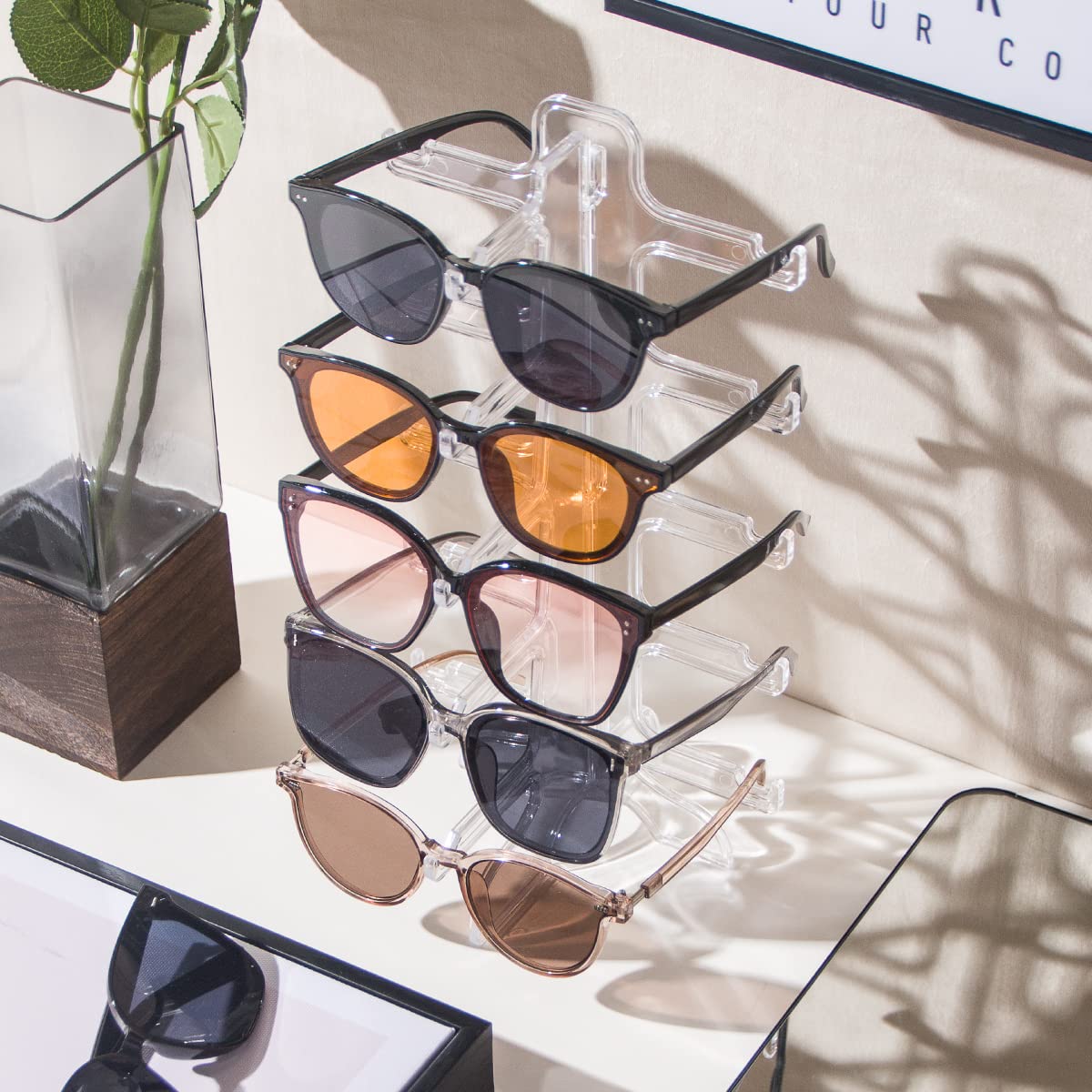 Pangkeep Sunglasses Organizer for Women Men, Eyeglasses Eyewear Display Case,Sunglasses Collection Box, Sunglass Glasses Storage Holder Box,8 Slots