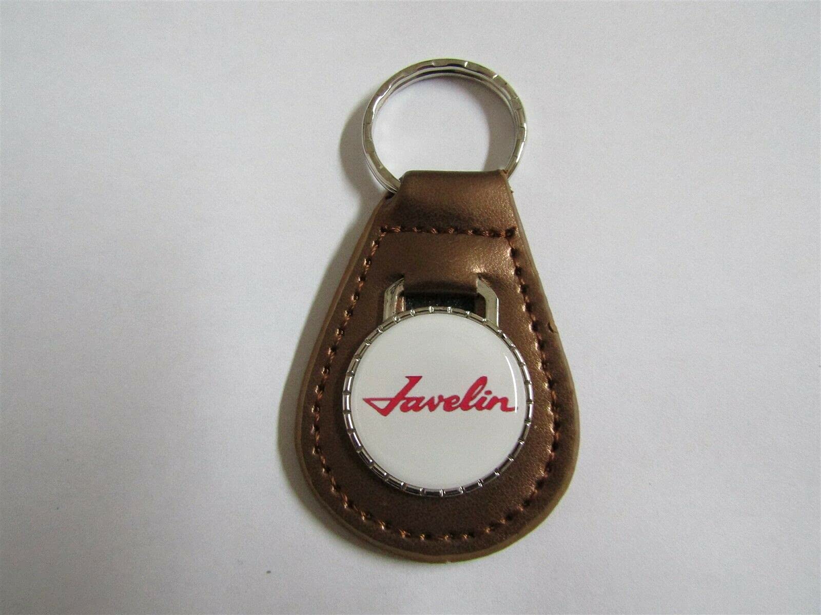 JAVELIN SCRIPT EMBLEM LOGO LEATHER KEYCHAIN - COPPER