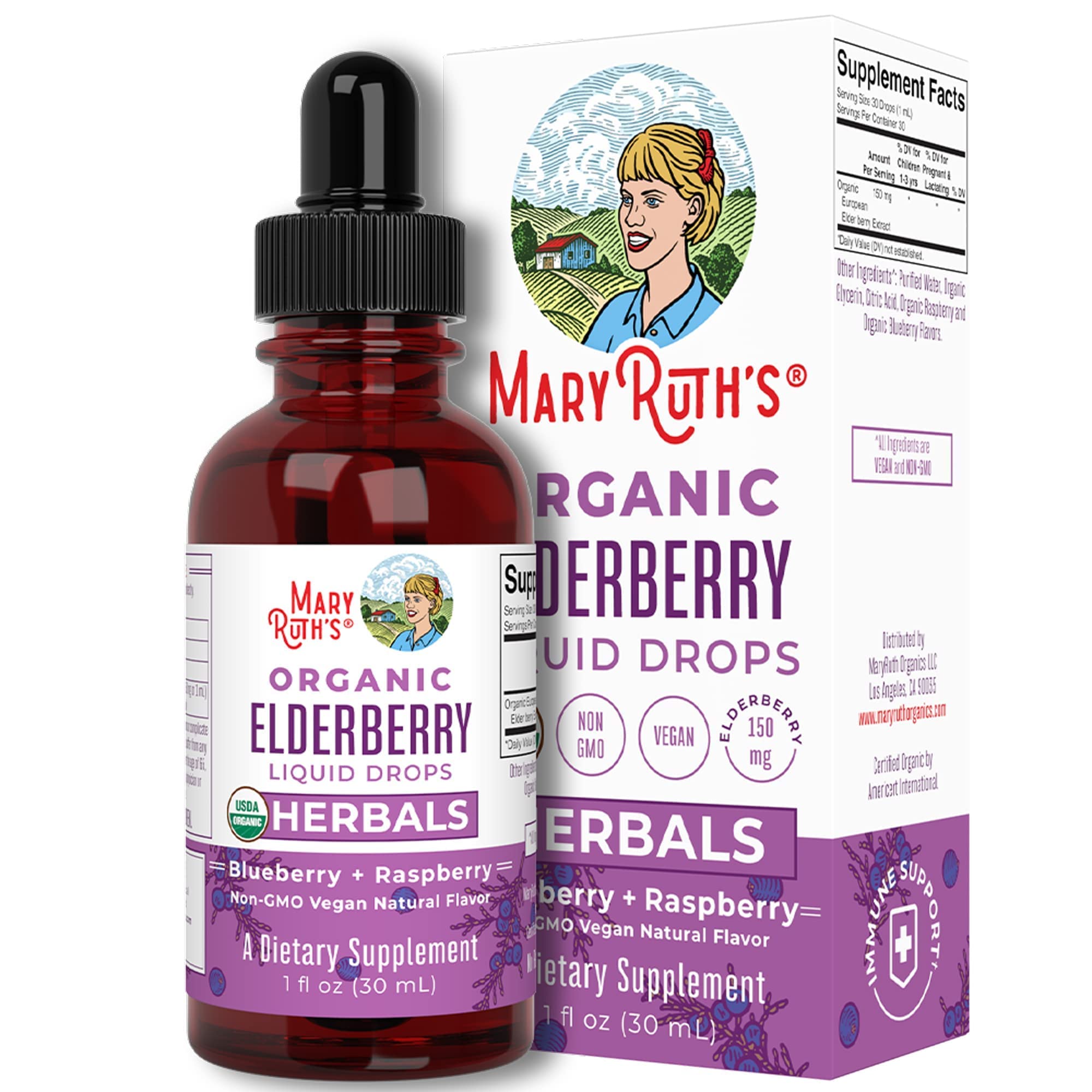 MaryRuth Organics Elderberry Syrup & Vitamin C Liposomal Bundle Black Sambucus Liquid for Kids & Adults | Megadose Vitamin C Liposomal (500mg) | Immune Support, Overall Heath | Non-GMO, Vegan