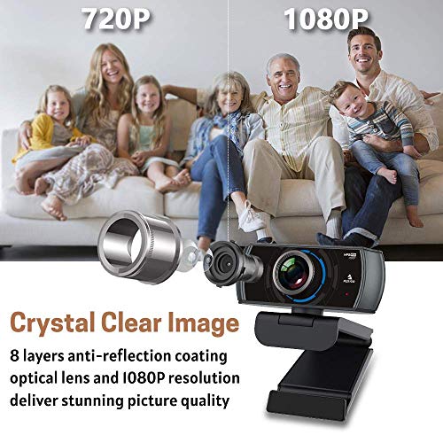 NexiGo N980P 1080P 60FPS Webcam with Microphone, HD USB Computer Camera, Built-in Dual Noise Reduction Mics, 120 Degrees Wide-Angle for Zoom/Skype/FaceTime/Teams, PC Mac Desktop (Renewed)