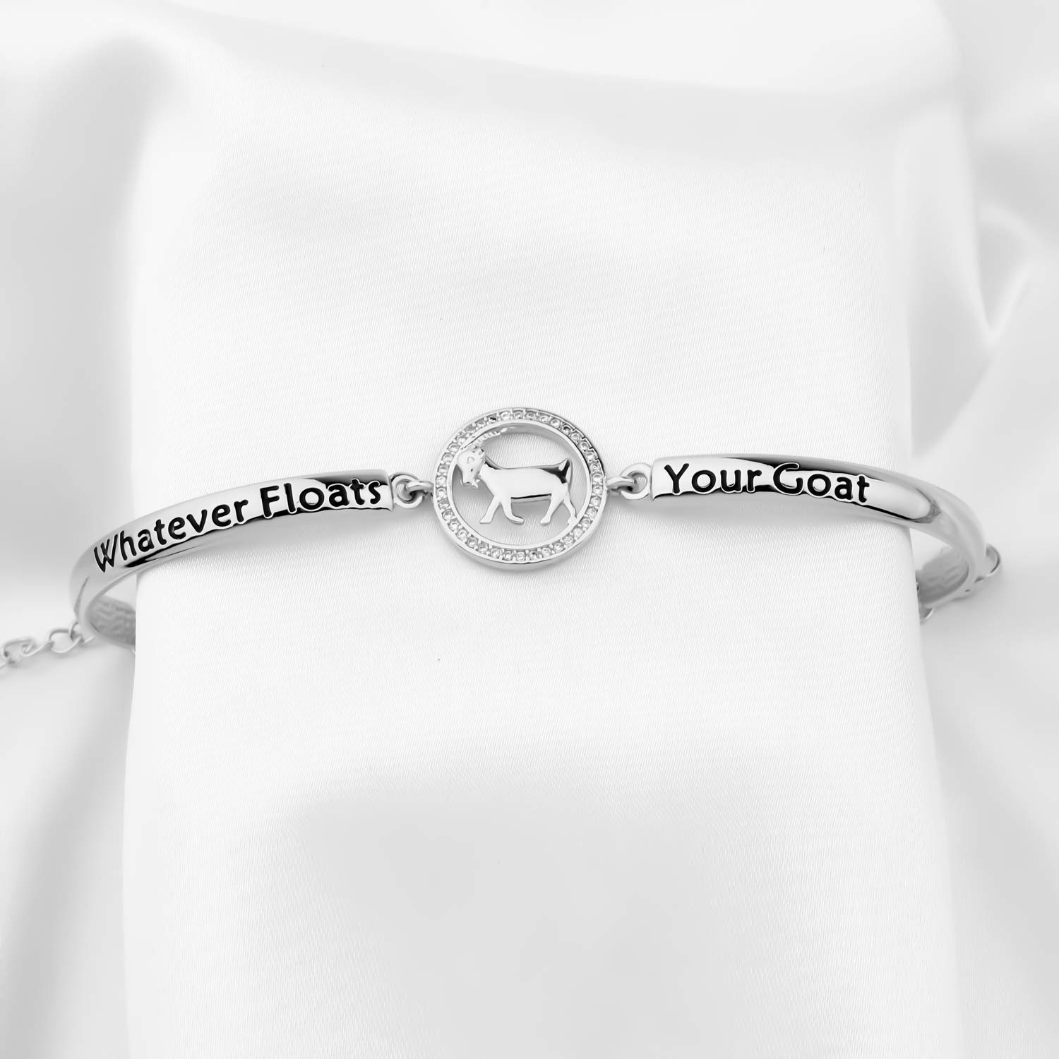 LQRI Goat Lover Gift Whatever Floats Your Goat Bracelet Pet Goat Gift Farm Farmer Gift Crazy Goat Jewelry Gift (silver)