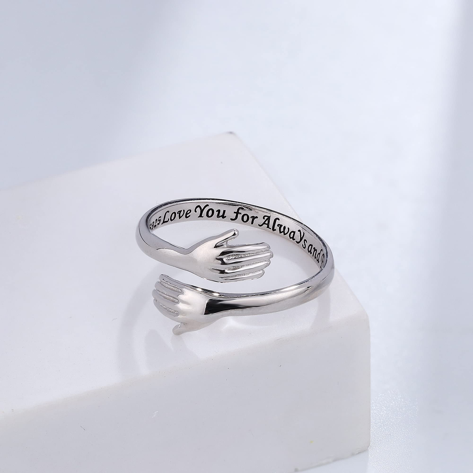 MILACOLATO S925 Sterling Silver Hug Ring for Women I Love You Forever