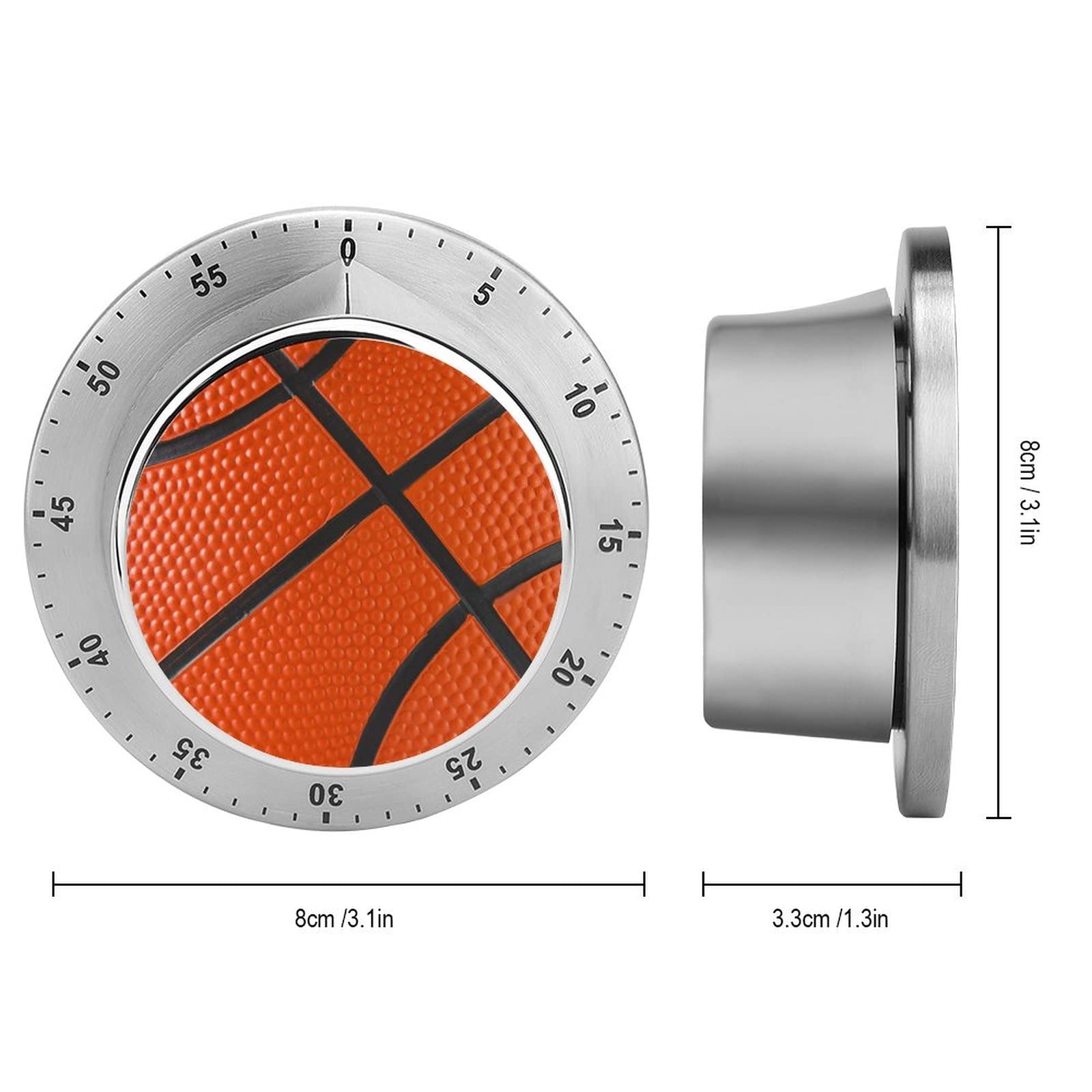 Kitchen Timer, Kitchen Timers for Cooking, Kitchen Timer Magnetic, Basketball Pattern Waterproof Time Timer Stainless Steel Multiuse for Home Baking Cooking Oven