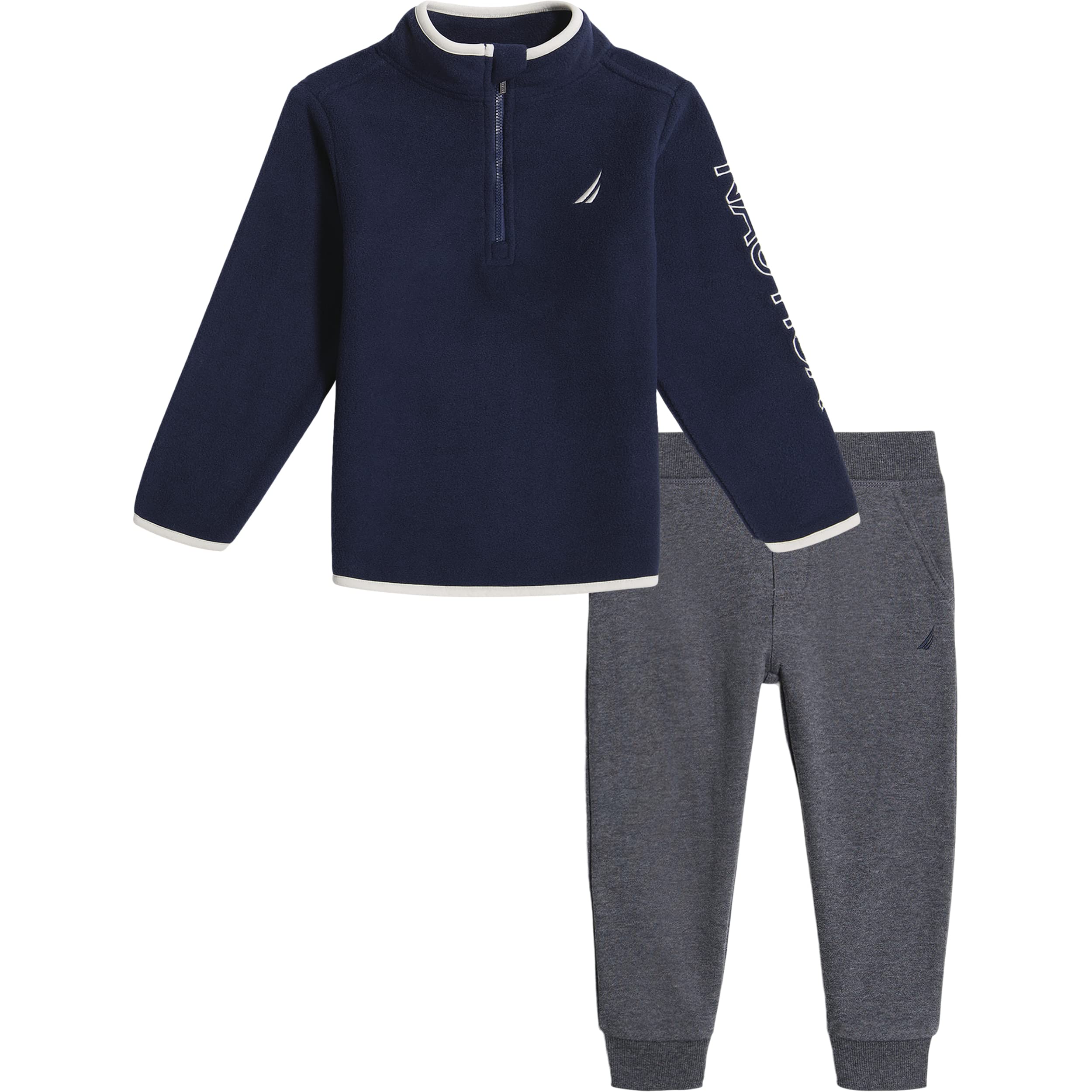 Nautica Baby Boys 2 Pieces Jogger Baby and Toddler Layette Set, Navy Blazer/Barbados Cherry/White, 18M US