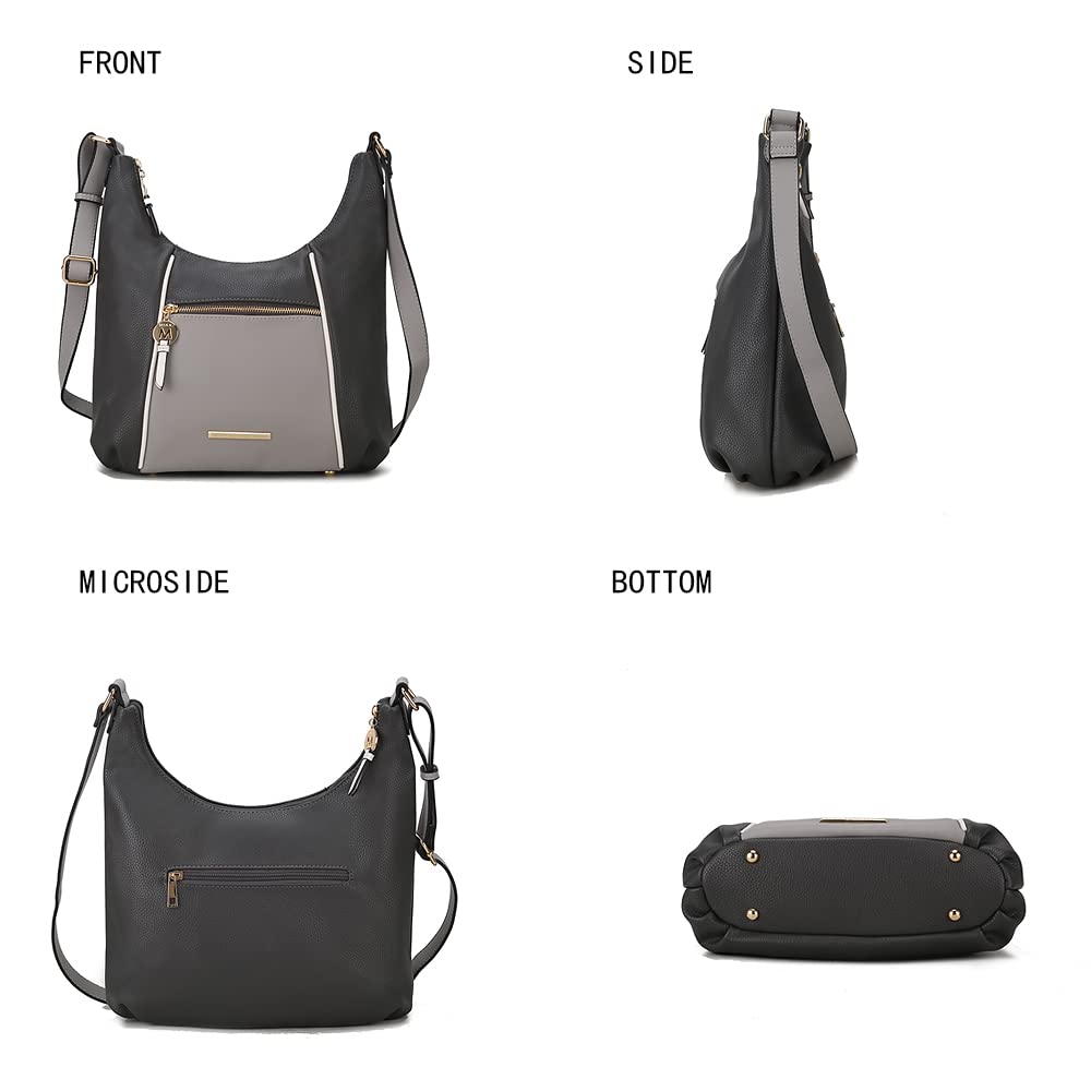 MKF Collection Shoulder Bag for Women, Vegan Leather Hobo Handbag, Crossover Color-Block Purse ByMia K