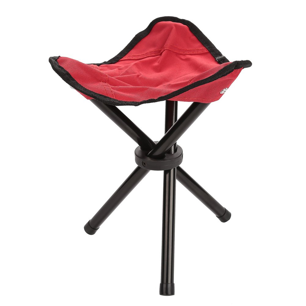 Nofaner Folding Camping Tripod Stools, Portable Folding Stool, Portable Folding Tripod Chair for Outdoor Camping Hiking Fishing Picnic BBQ Travel(red)