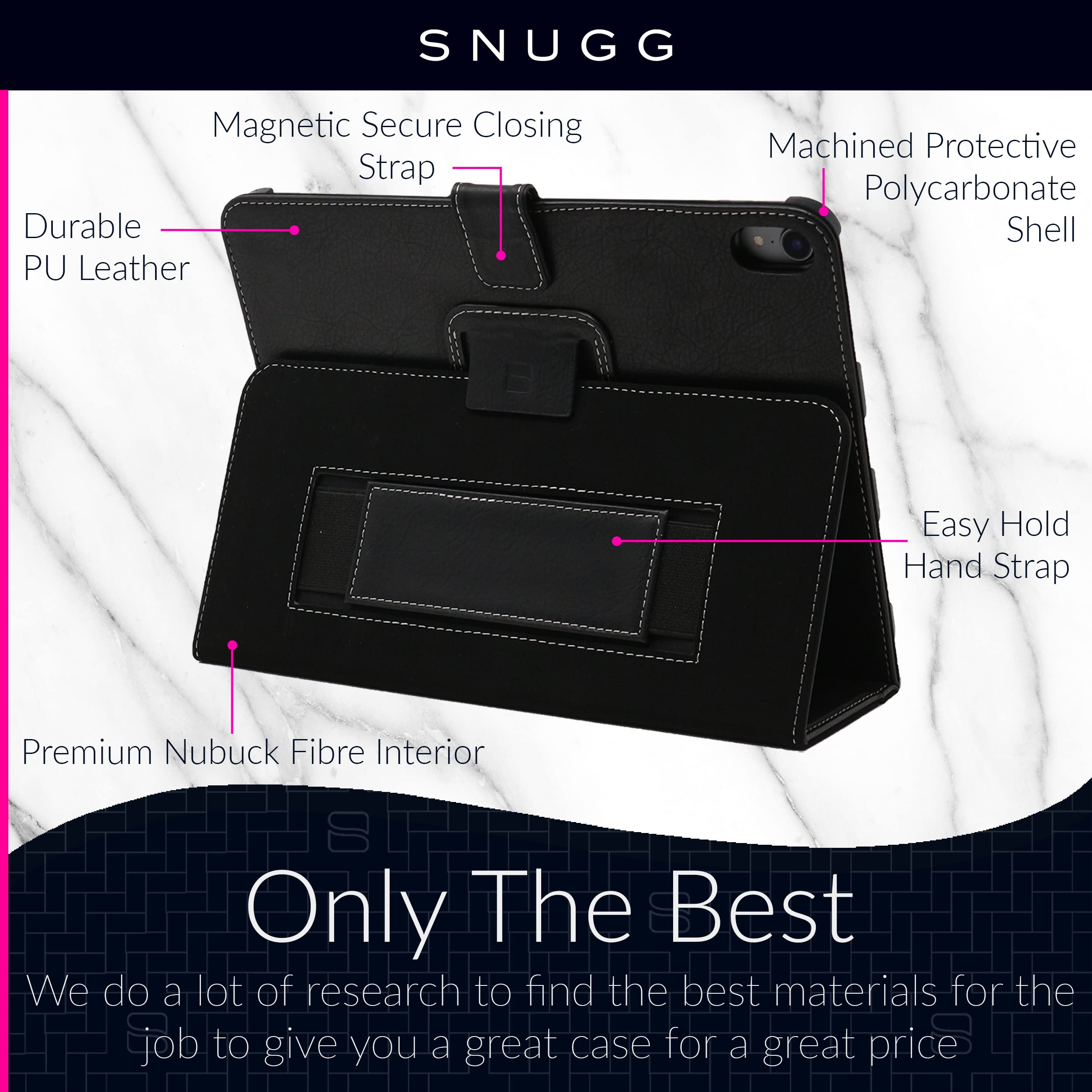 Snugg iPad 10th Generation Case (2022) - Leather Protective 10th Gen iPad case - Cover with Flip Stand for 10.9 inch iPad Case 10th Generation - Blackest Black